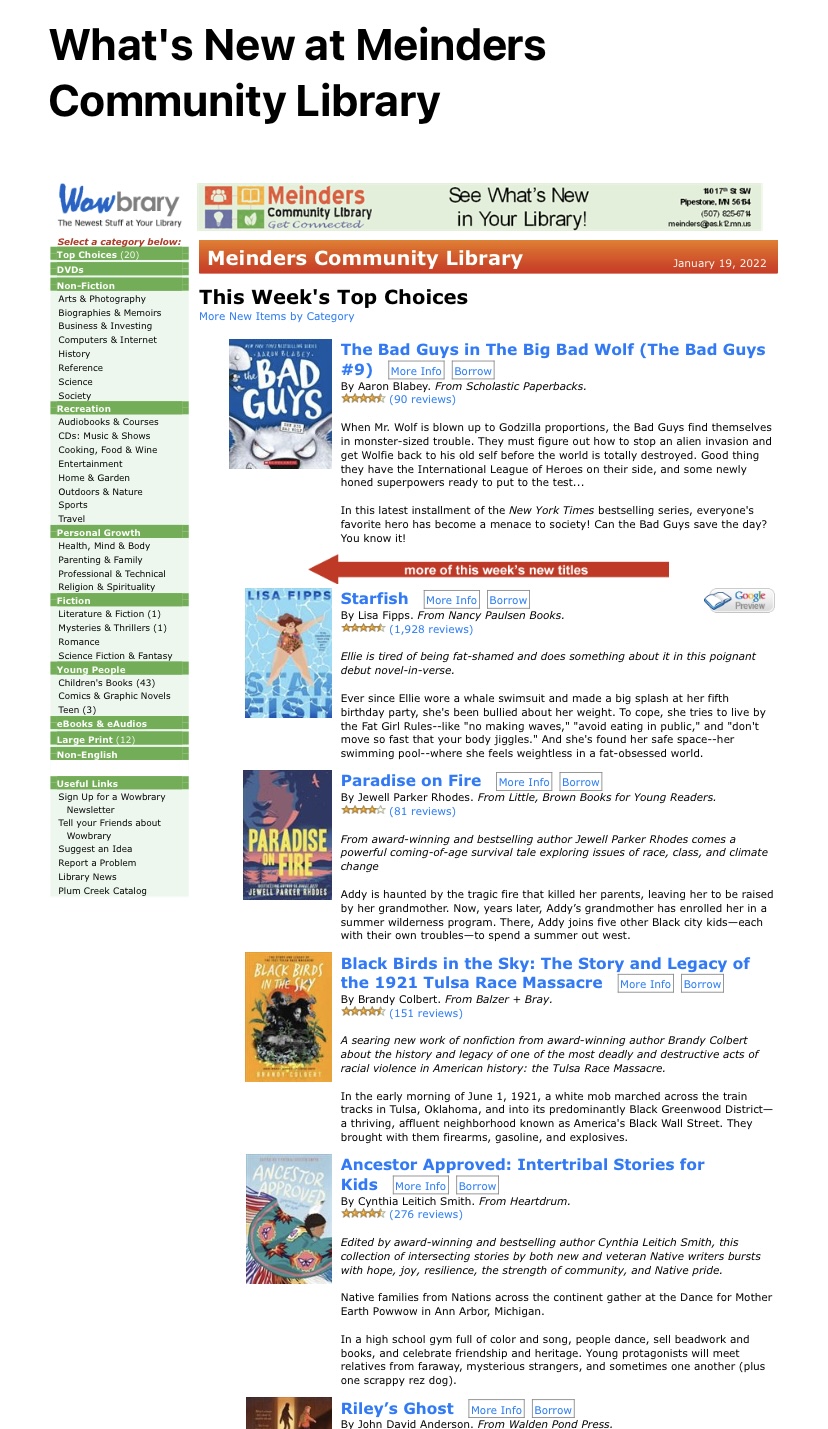 See What’s New at Meinders Community Library! – Meinders Community Library