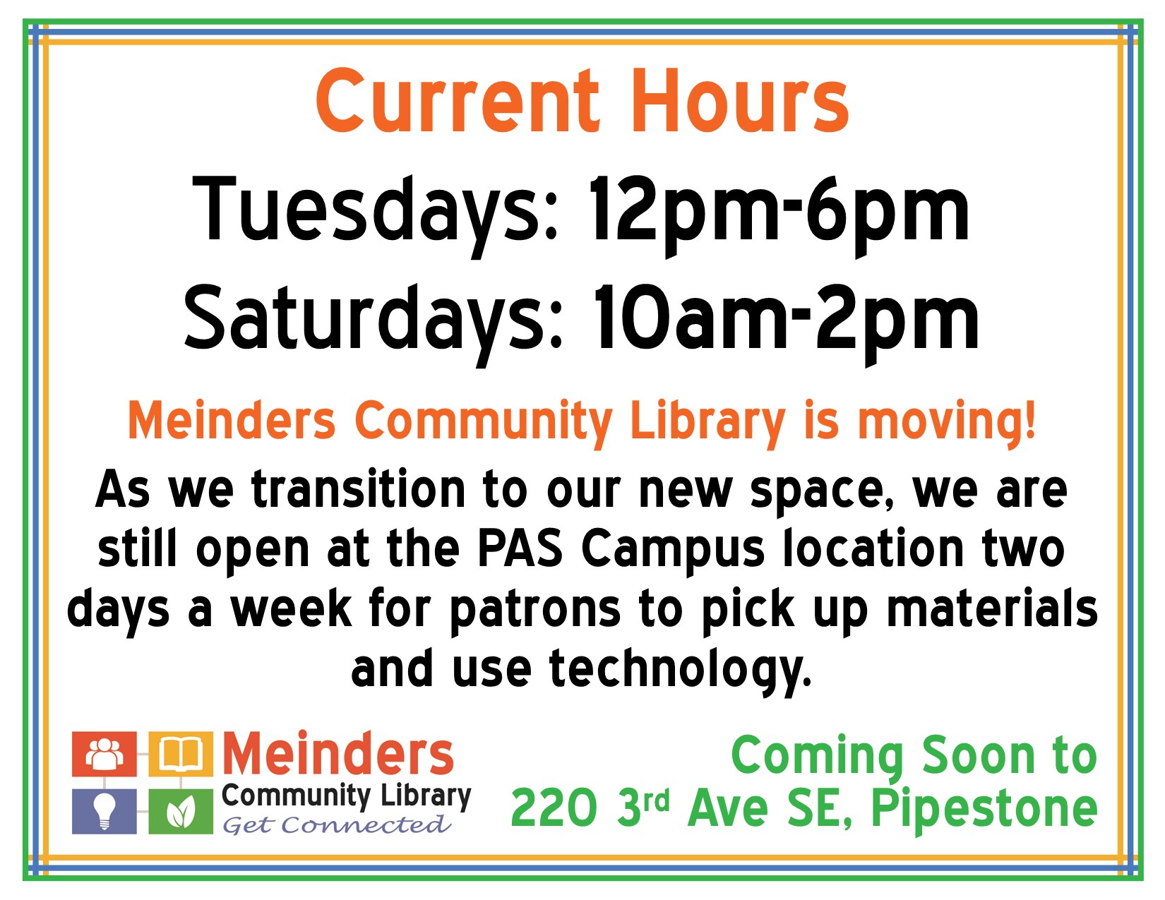 Current Hours – Meinders Community Library