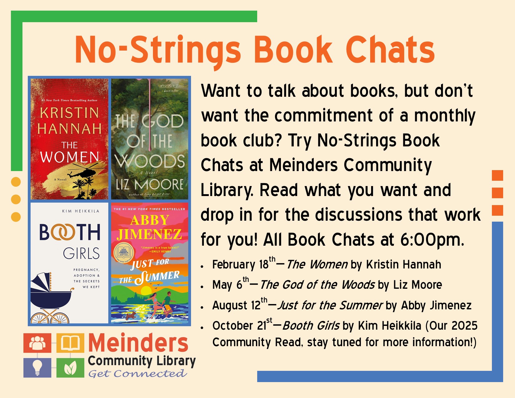 The Women Book Chat Tonight – Meinders Community Library